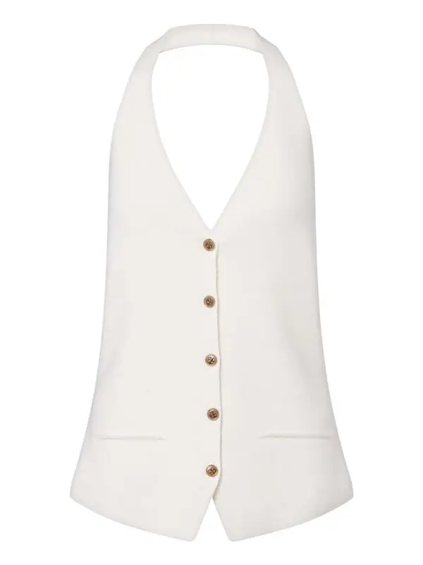 LISA YANG Immy Halterneck Cashmere Vest - White