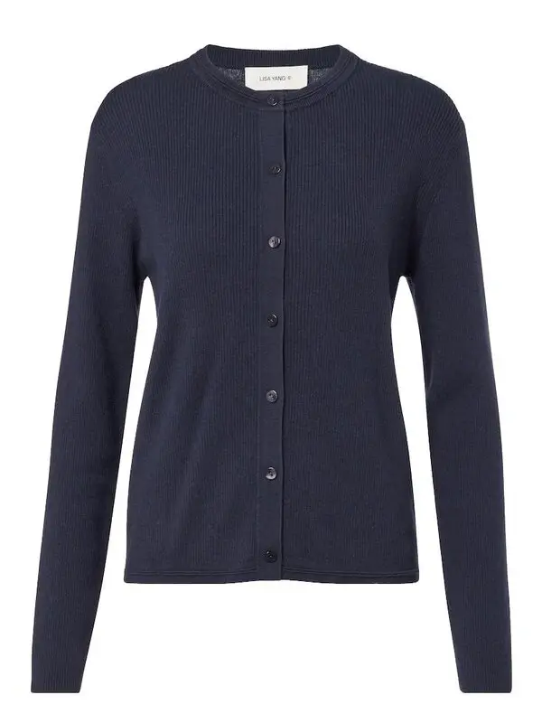 LISA YANG Abeena Ribbed-knit Cotton And Cashmere Cardigan - Blue
