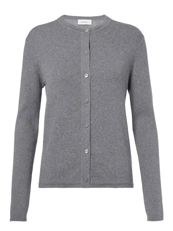LISA YANG Ribbed-knit Cotton And Cashmere Cardigan - Grey