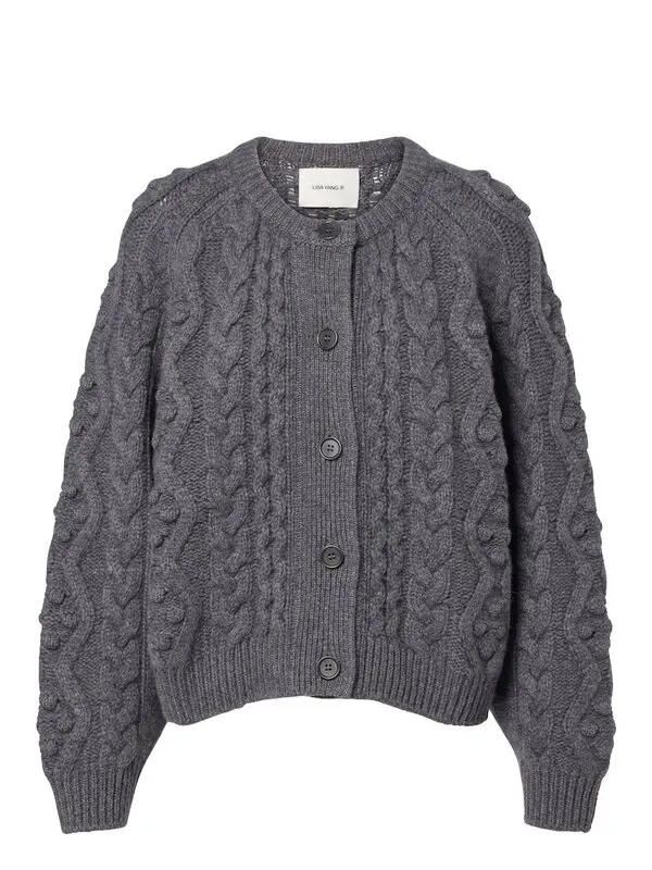 LISA YANG Winroe Cable-knit Cashmere Cardigan - Grey