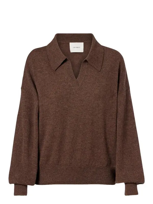 LISA YANG Katriel Cashmere Polo Sweater - Brown