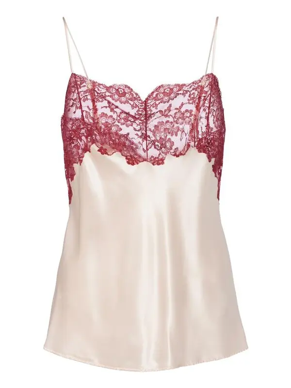 Saint Laurent Lace-trimmed Silk Camisole - Pink