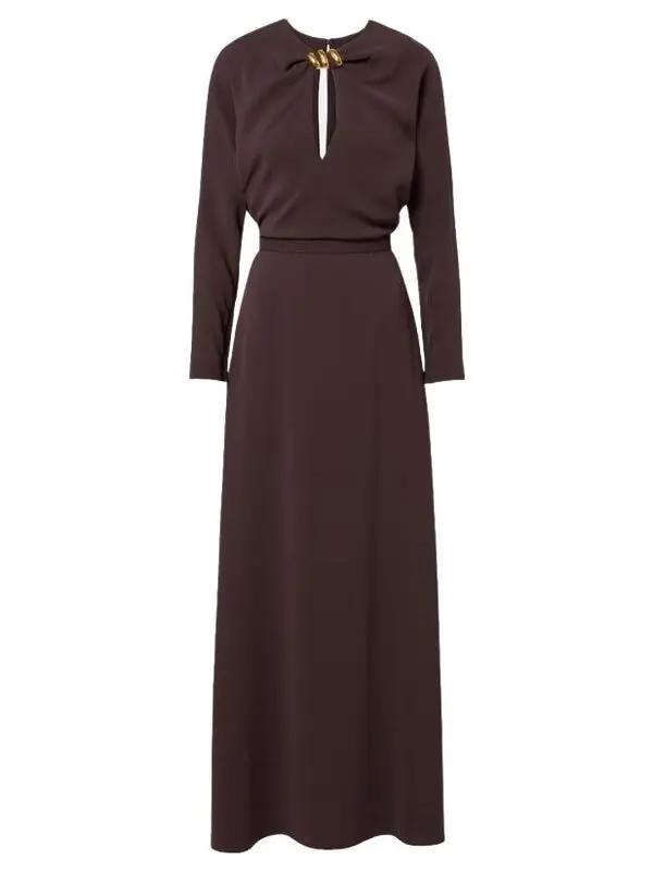 Max Mara Embellished Cady Maxi Dress - Brown