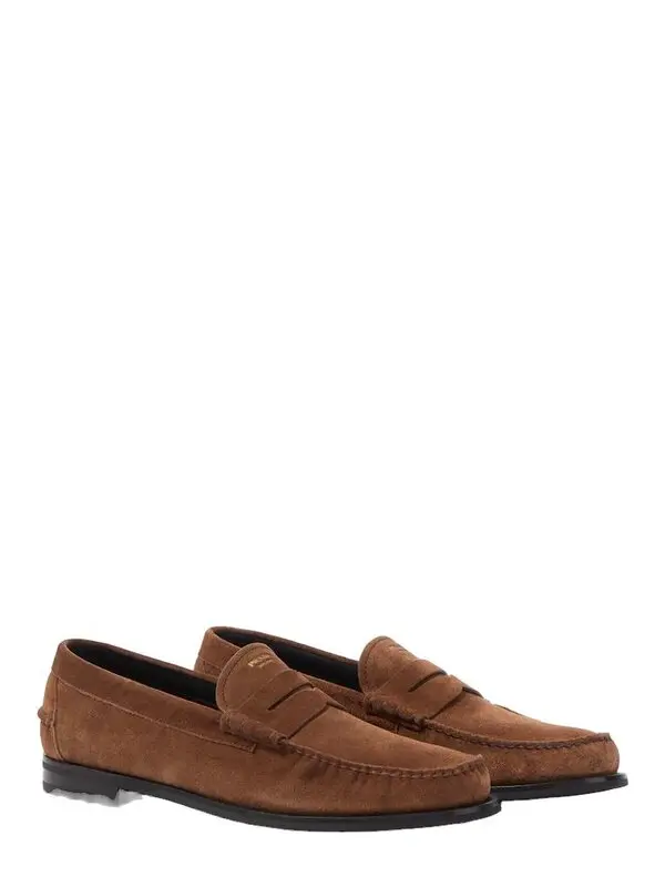 Prada Suede Penny Loafers - Brown