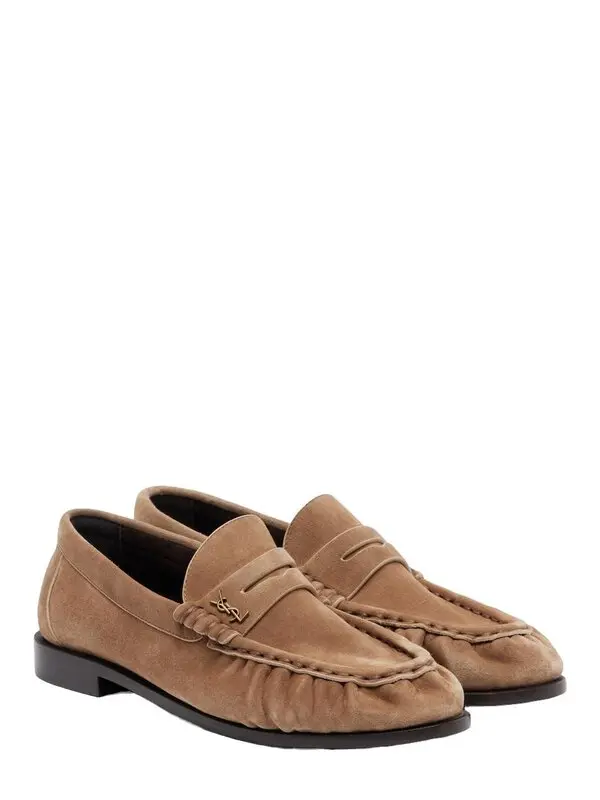 Saint Laurent Le Loafer Suede Penny Loafers - Beige