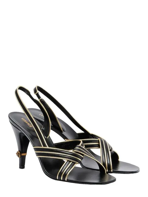 Versace Leather Slingback Sandals - Black