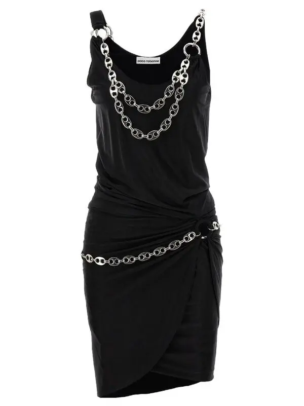 Rabanne Sleeveless Chain Embellished Mini Dress - Black