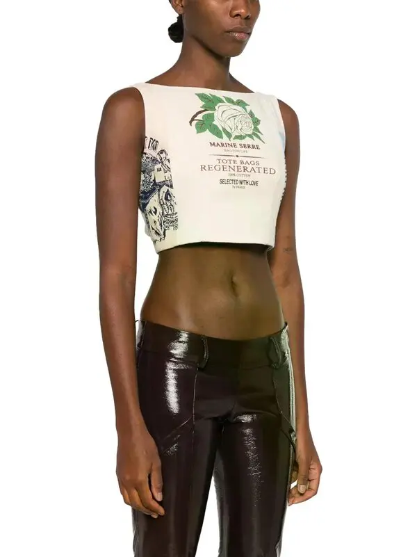 MARINE SERRE Regenerated Tote Bags Bustier Top - Neutrals