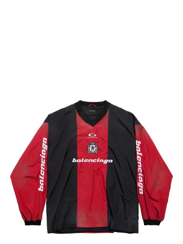Balenciaga Techno Cotton Poplin Long Sleeve Top - Red
