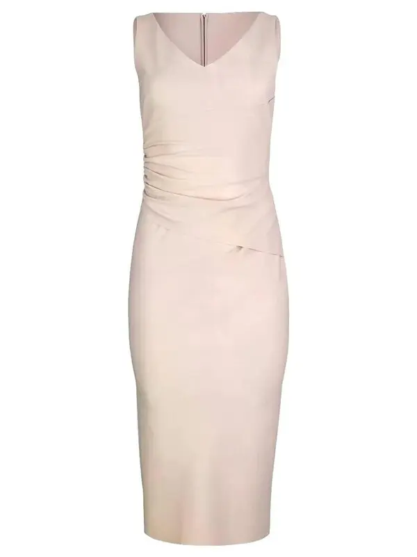 GRETA CONSTANTINE Ruched V-neck Dress - Neutrals