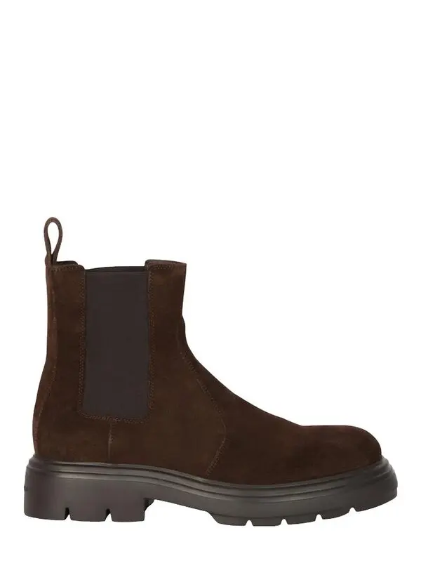 FERRAGAMO Doran Suede Chelsea Boots - Medium Brown