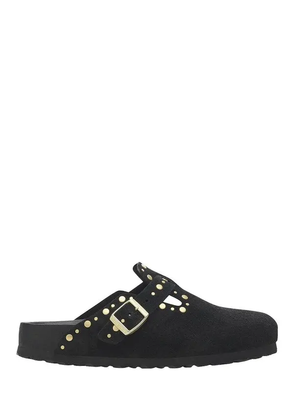BIRKENSTOCK Boston Rivets Suede Clogs - Black