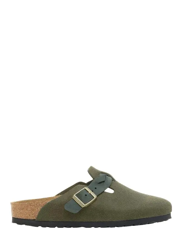 BIRKENSTOCK Boston Braided Suede Clogs - Thyme