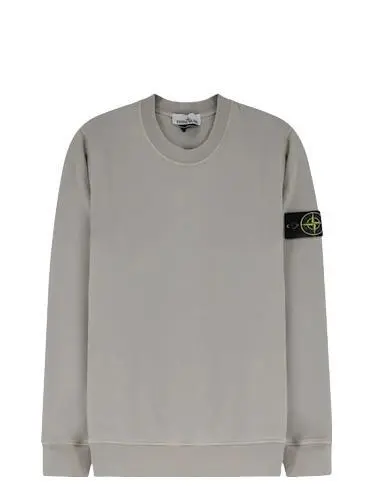 Stone Island Crewneck Sweatshirt With Logo Detail - Pearl Grey