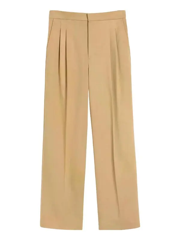 AMI Paris Beige Cotton Wide-leg Trousers - Neutrals