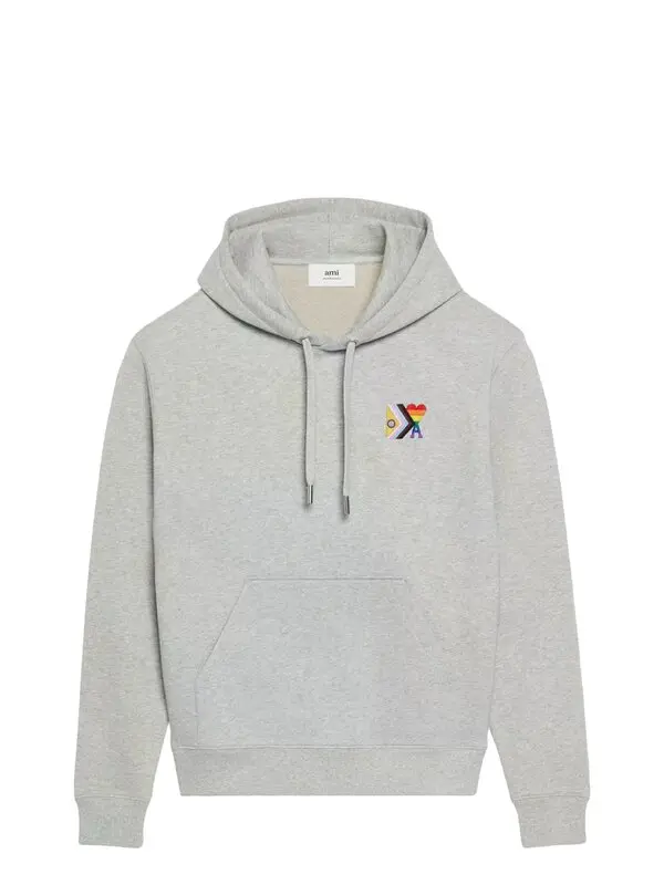 AMI Paris Organic Cotton Pride Hoodie - Grey