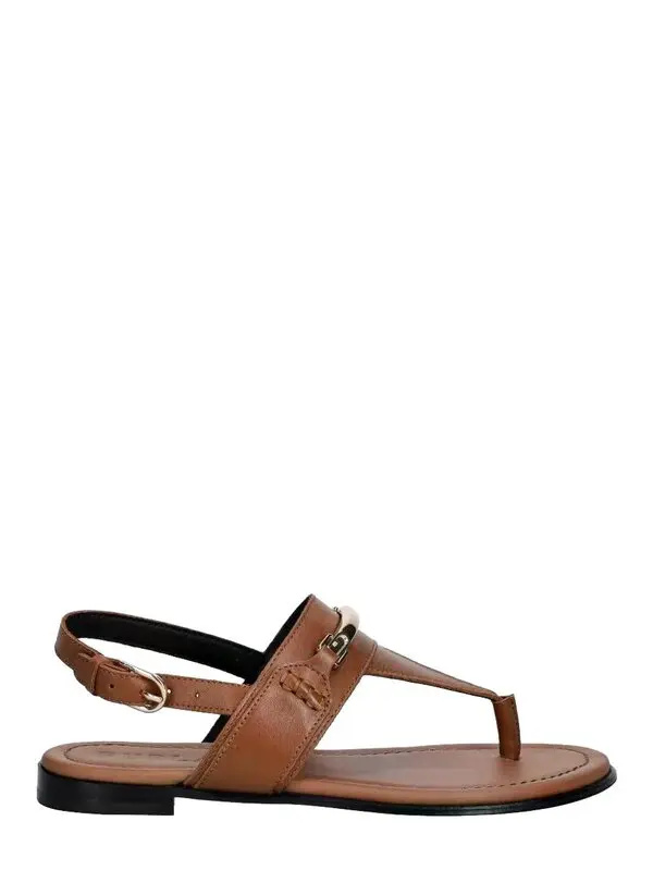 Furla Logo Plaque Buckled Sandals - Brown