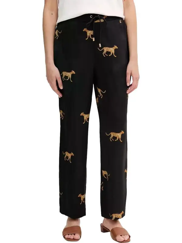Lola Casademunt Cheetah Print Drawstring Trousers - Black
