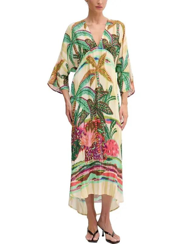 Lola Casademunt Printed Maxi Dress With Beaded Trim - Neutrals