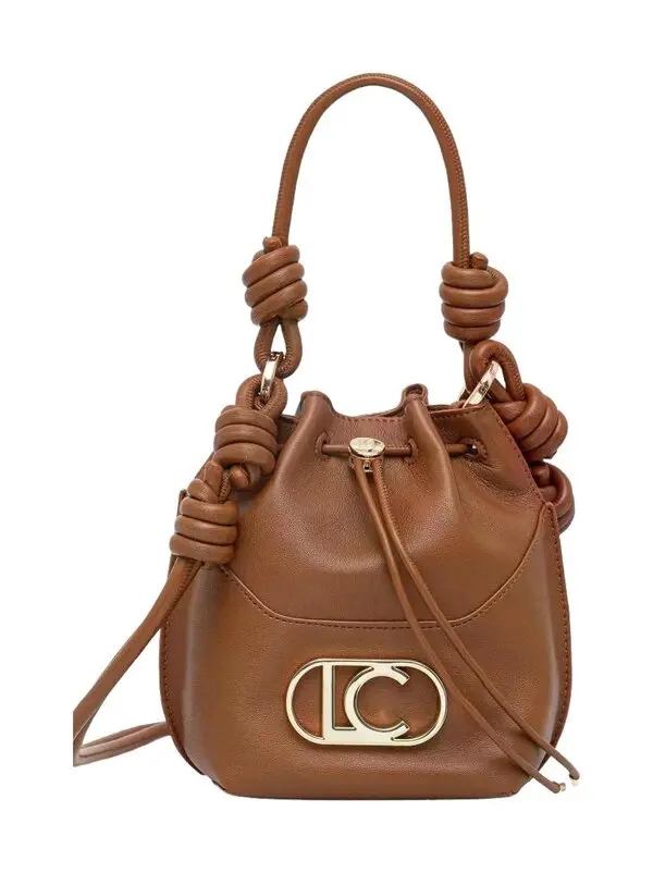 LOLA CASADEMUNT Bucket Bag With Knot Detail And Logo Plaque - Brown
