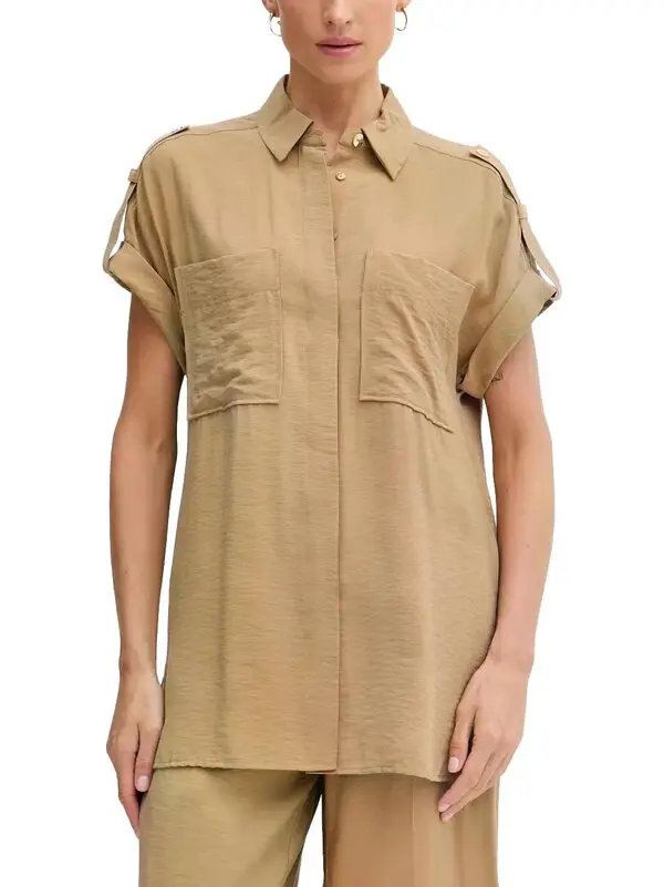 LOLA CASADEMUNT Brown Crinkled Texture Shirt - Neutrals