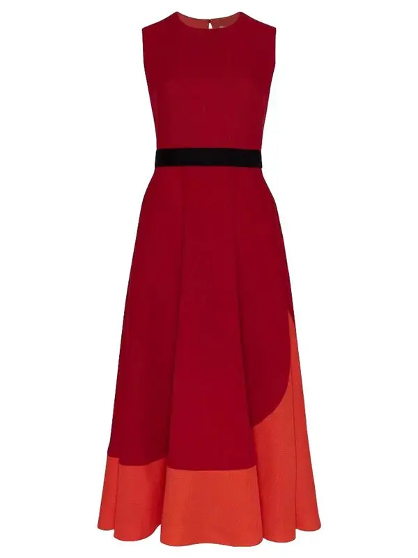 ROKSANDA Mire Colour-block Midi Dress - Red
