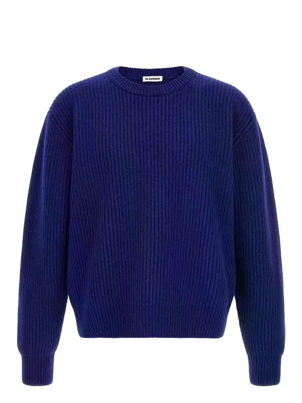 JIL SANDER Fisherman's Rib Sweater - Blue