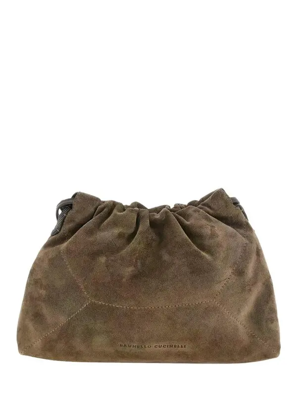 Brunello Cucinelli Duo Monile Suede Pouch - Brown