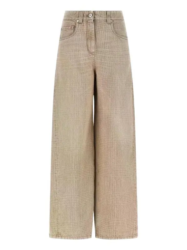 Brunello Cucinelli Wide Barrel Jeans With Monile Detail - Neutrals