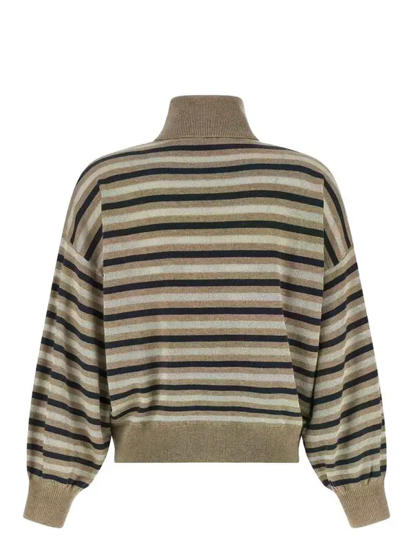 Brunello Cucinelli Striped Lamé-knit Sweater - Neutrals