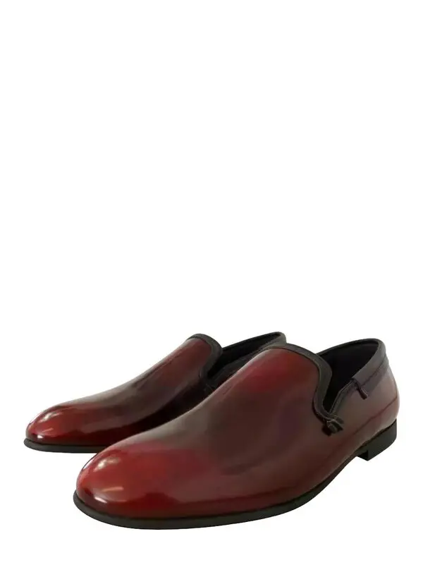 Dolce & Gabbana Bordeaux Polished Leather Loafers - Red