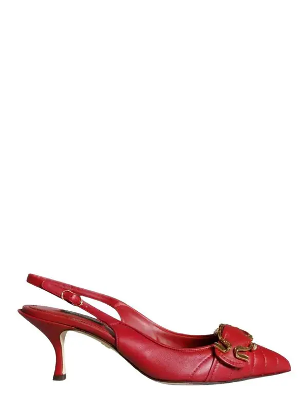 Dolce & Gabbana Devotion Quilted Leather Slingback Pumps - Red