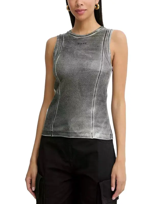 Pinko Ribbed Acid-wash Sleeveless Top - Grey