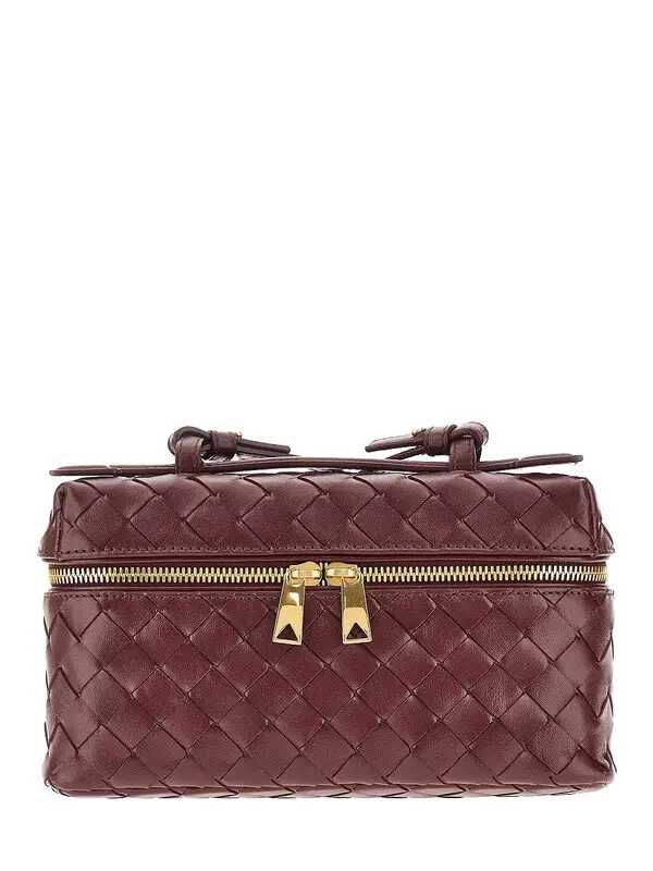 Bottega Veneta Intrecciato Leather Vanity Case Bag - Red