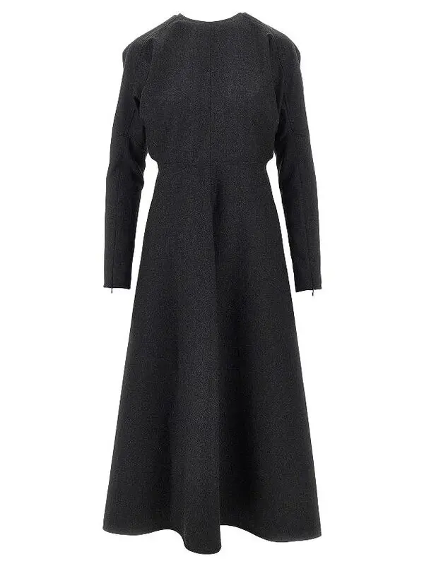 Victoria Beckham Wool Dolman Midi Dress - Grey