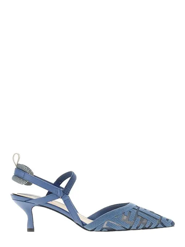 Fendi Colibrì Lite Slingback Pumps With Embroidered Ff Motif - Blue