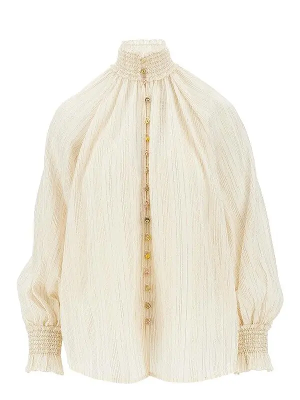 Zimmermann Aster Cotton And Silk Blouse - Beige