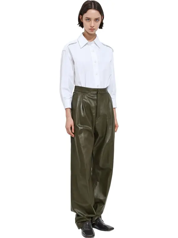 Bottega Veneta Shiny Leather Pants - Wader Green