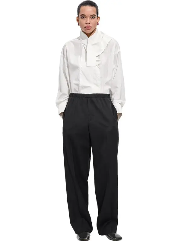 Bottega Veneta Wool Grain De Poudre Pants - Double Black