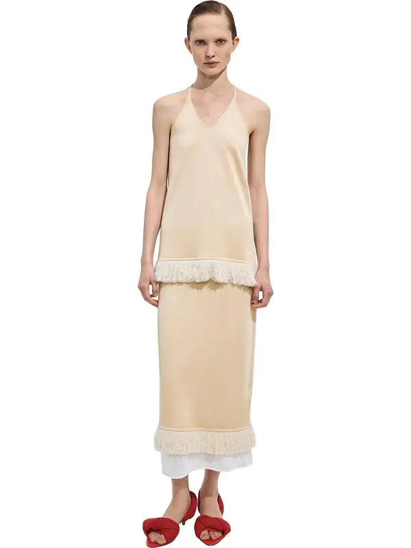 Bottega Veneta Silk Double Knit Skirt - Prosecco/chalk