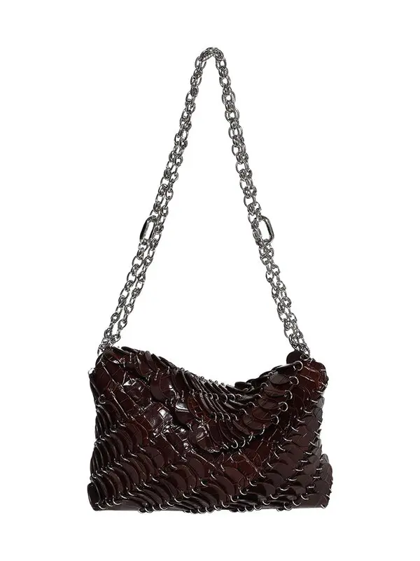 Rabanne Croc Effect Chain Shoulder Bag - Brown