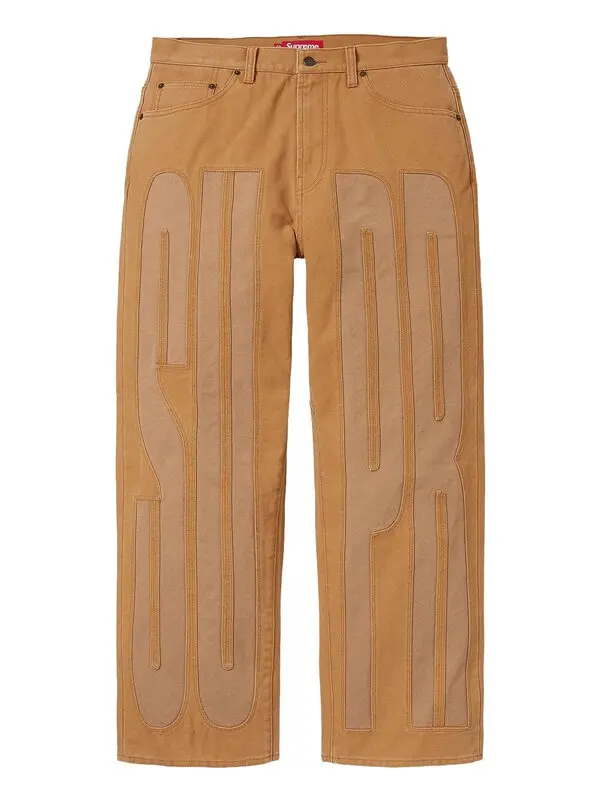 Supreme Inset Spellout Baggy Jean - Brown