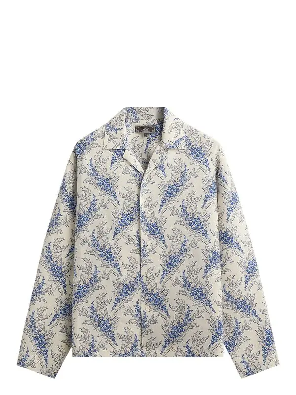 Kith Floral Print Cupro Linen Long Sleeve Shirt - Grey