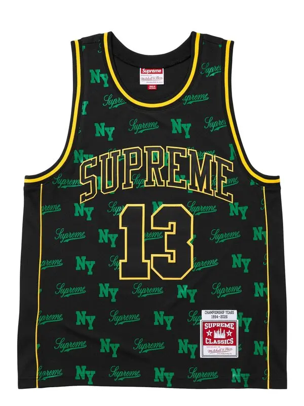 Supreme X Mitchell & Ness Monogram Basketball Jersey - Black