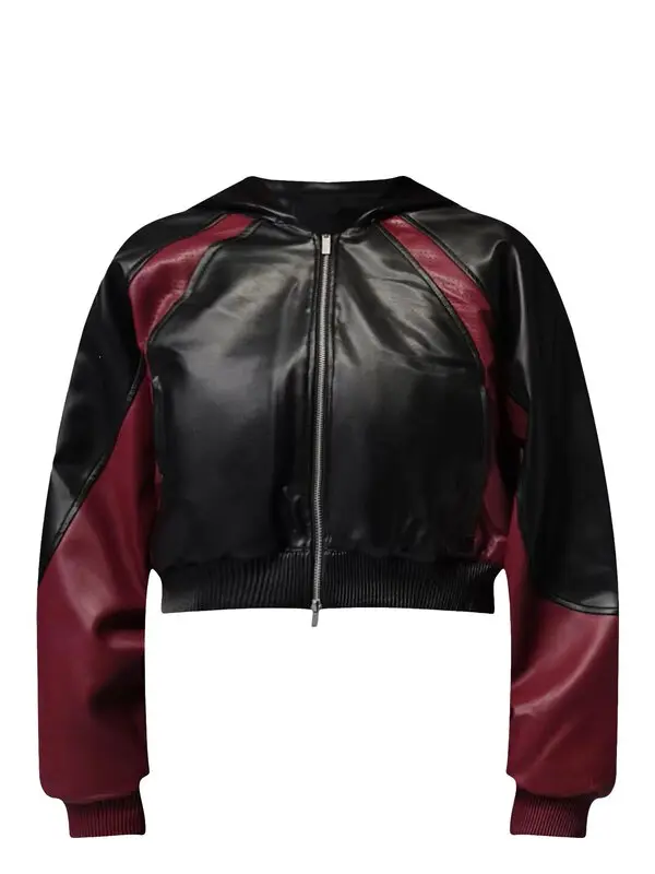 JORDAN Faux Leather Bomber Jacket - Black