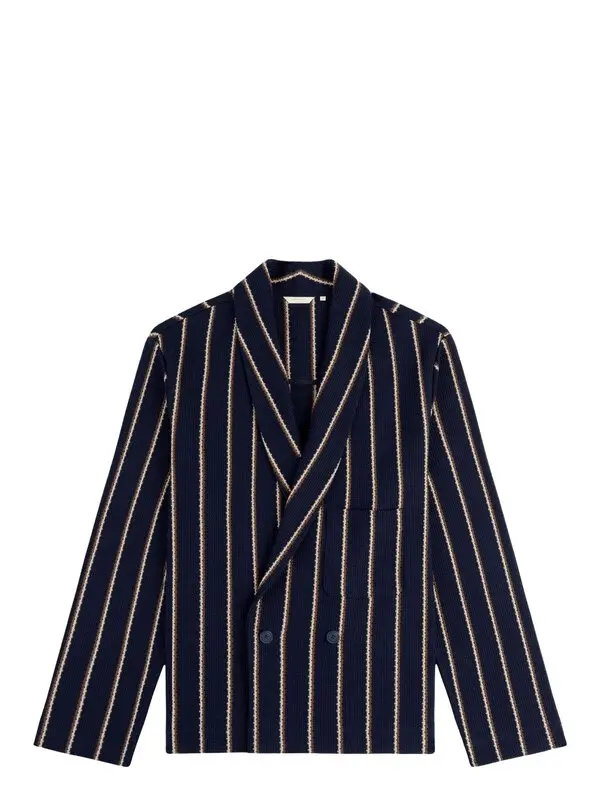 Aimé Leon Dore Striped Jacquard Shawl Collar Jacket - Blue
