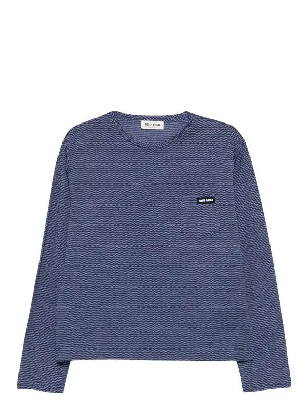Miu Miu Jersey Jacquard Long Sleeve Top - Blue