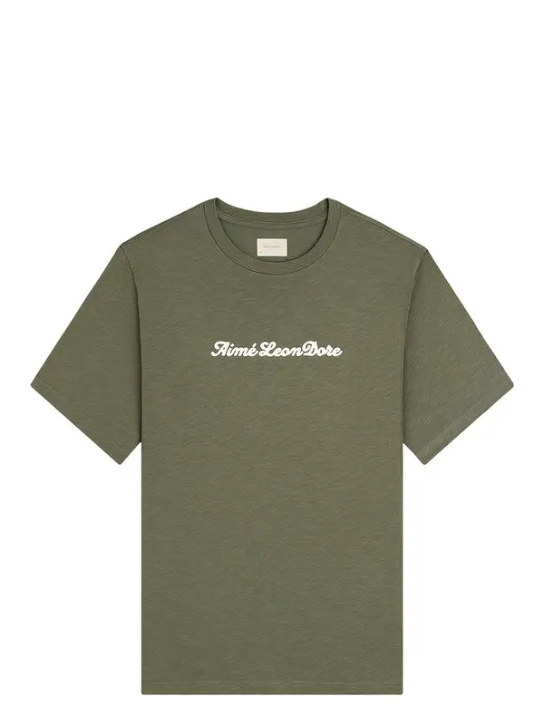 Aimé Leon Dore Puff Print Slub Logo Tee - Green