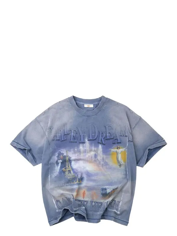 VALE FOREVER Can I See Heaven" Graphic Tee - Blue