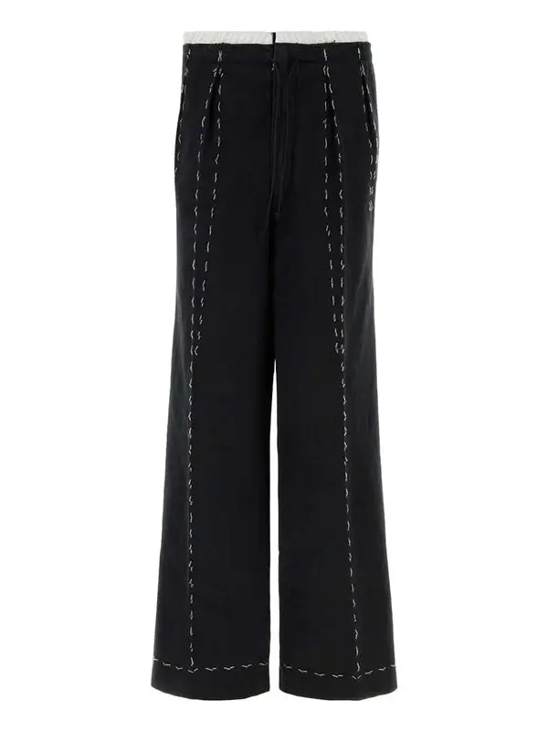MAISON MARGIELA Work-in-progress Trousers With Contrast Stitching - Black